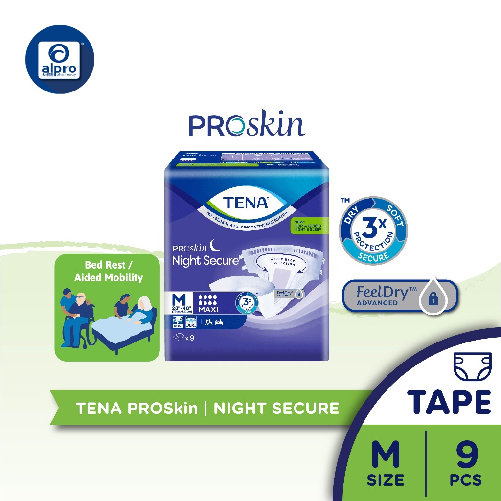 Tena PROskin Night Secure Adult Diaper - Size M (9's)/L (8's) | Shopee ...