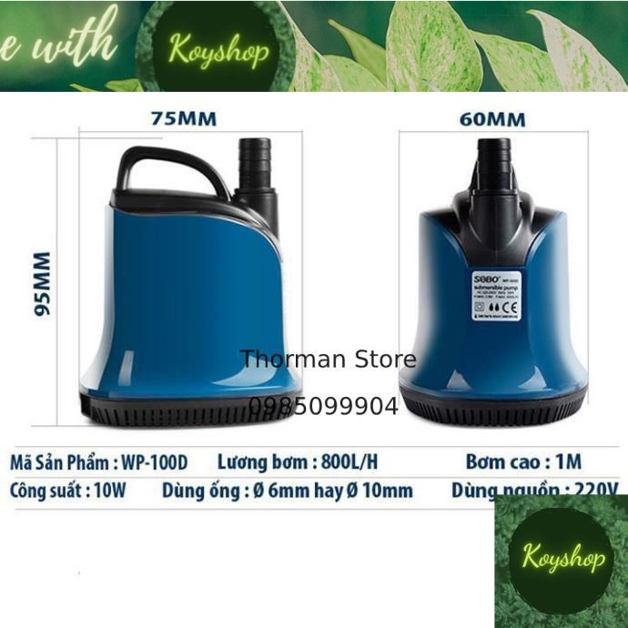 Sobo WP 100D 7W submersible bottom suction pump - 560Lit/H | Shopee ...