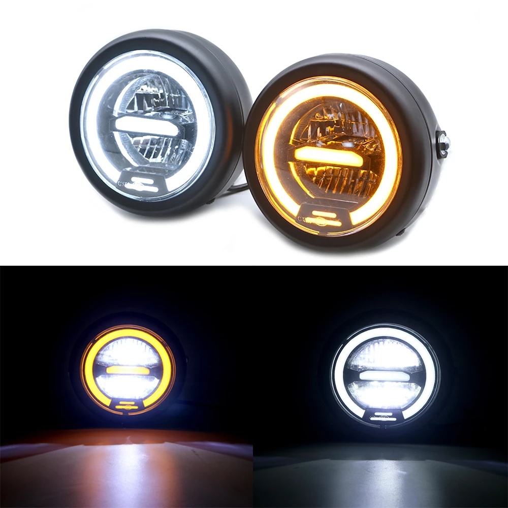 High-quality Retro Modified Motorcycle Headlights LED Daytime Aperture ...