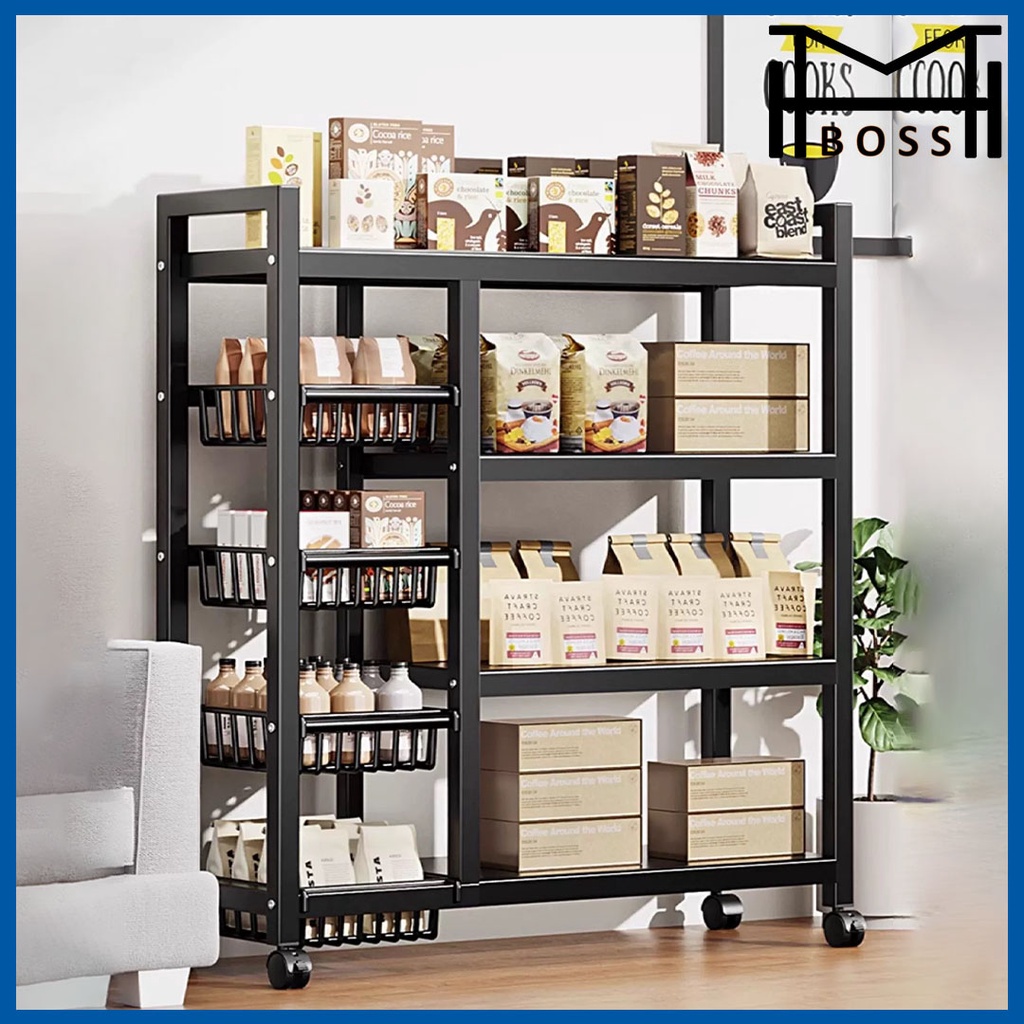 KITCHEN RACK WITH WHEELS KITCHEN STORAGE SHELF UNIT RAK DAPUR CABINET ...