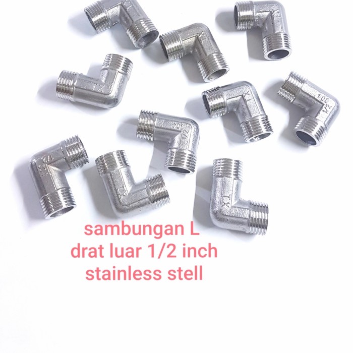 Pipe fittings L connection outer thread 1/2 inch stainless steel ...