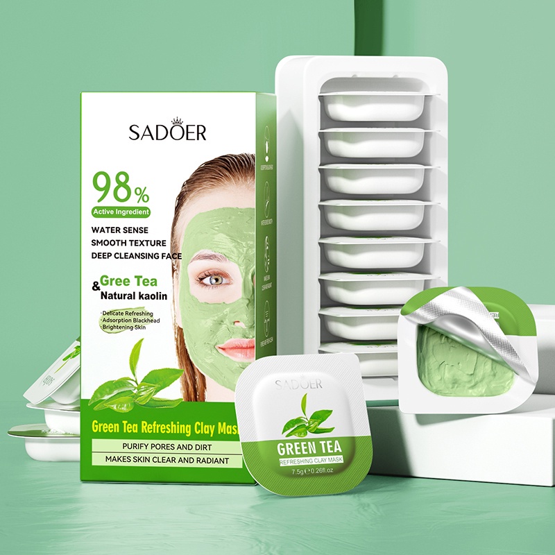 ROREC SADOER Green Tea Refreshing Clay Mask Water Sense Smooth Texture ...