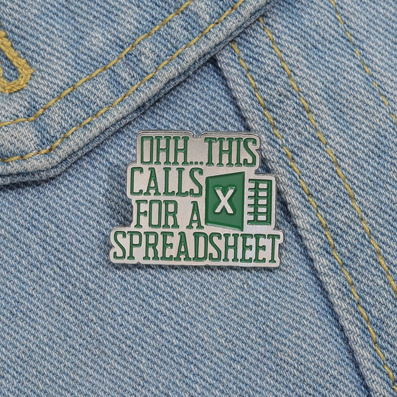 This Calls for A Spreadsheet Enamel Pins Brooches Cartoon Excel Sheet ...
