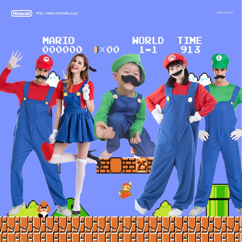 Halloween Ball Show Super Mary Adult and Children Costume Mario Louis ...