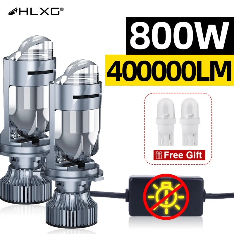 2pcs Bi LED H4 Projector Lens 400000LM Mini LHD Car Bulb Canbus Auto ...