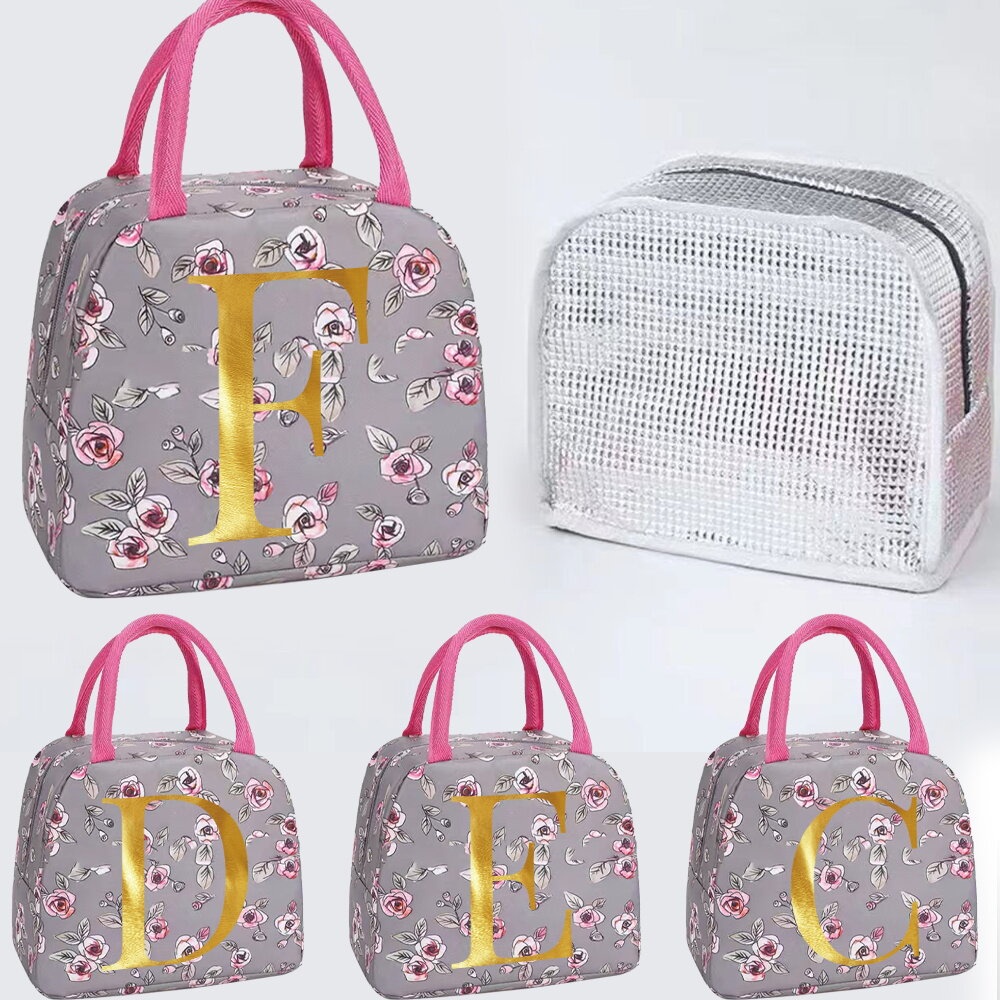 Zipper Lunch Bag for kids Fresh Box Design Grey Flower Color Lunch Box ...