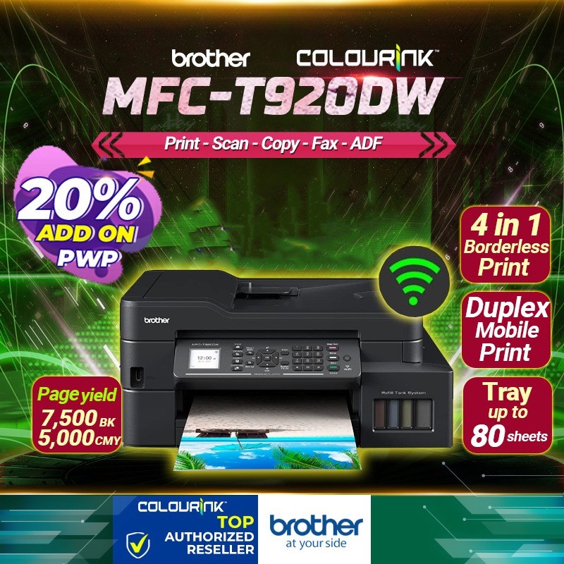 Brother MFC-T920DW Colour Inkjet Print Scan Copy Fax Wifi Ink Tank ...