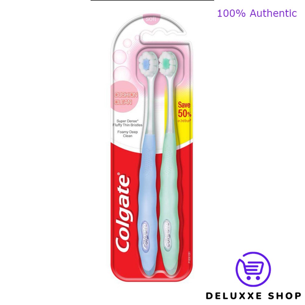 COLGATE CUSHION CLEAN SUPER DENSE FLUFFY THIN TOOTHBRUSH VALUEPACK 2S ...