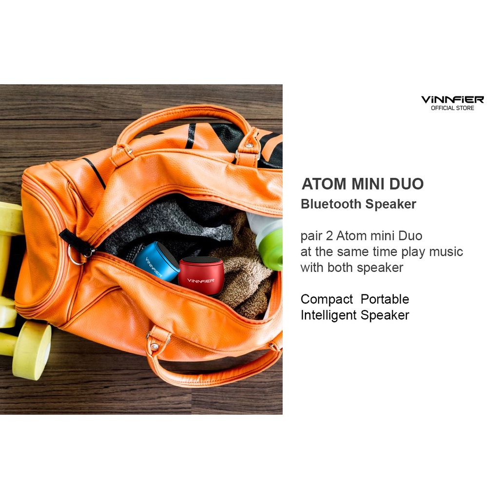 Vinnfier Atom Mini Duo Bluetooth Portable Speaker with Wireless Stereo ...