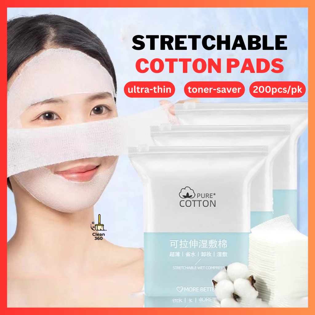 200pcs Stretchable Facial Cotton Pad Thin Cotton Pads Stretchable Kapas ...