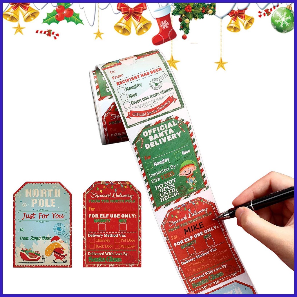 Christmas Name Tags Stickers 3x2in Self-Adhesive Gifts Stickers Tags ...
