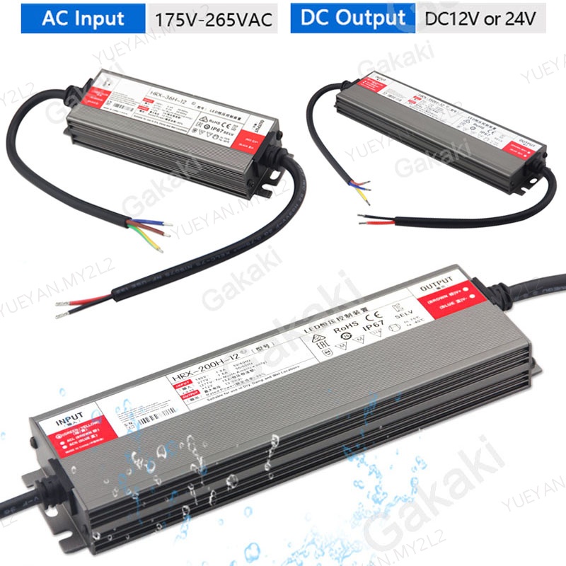 36W-600W AC to DC 12V 24V IP67 Waterproof Led Strip Lighting Transformers Driver Power Supply ...