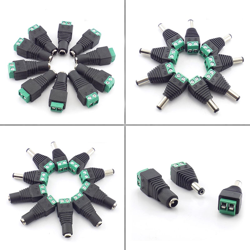 Female Male DC Connector 2.1x5.5mm Power Jack Adapter Plug Cable ...