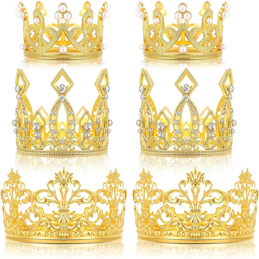 Gold Crown Cake Topper Birthday Mini Crown Cake Topper Crystal Pearl ...