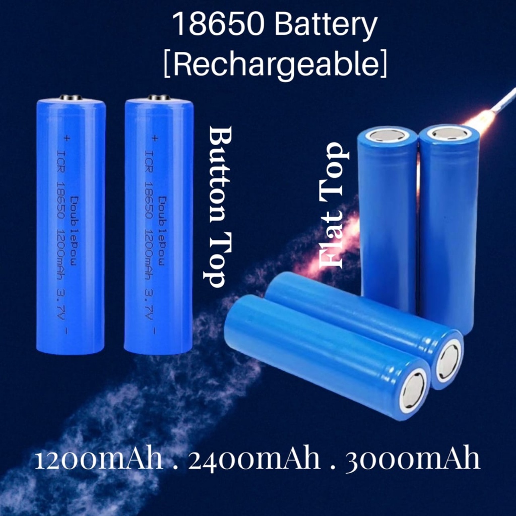 Battery 18650 Lithium Ion 3.7V [1200/ 2400/3000mAh] - Rechargeable/Flat ...