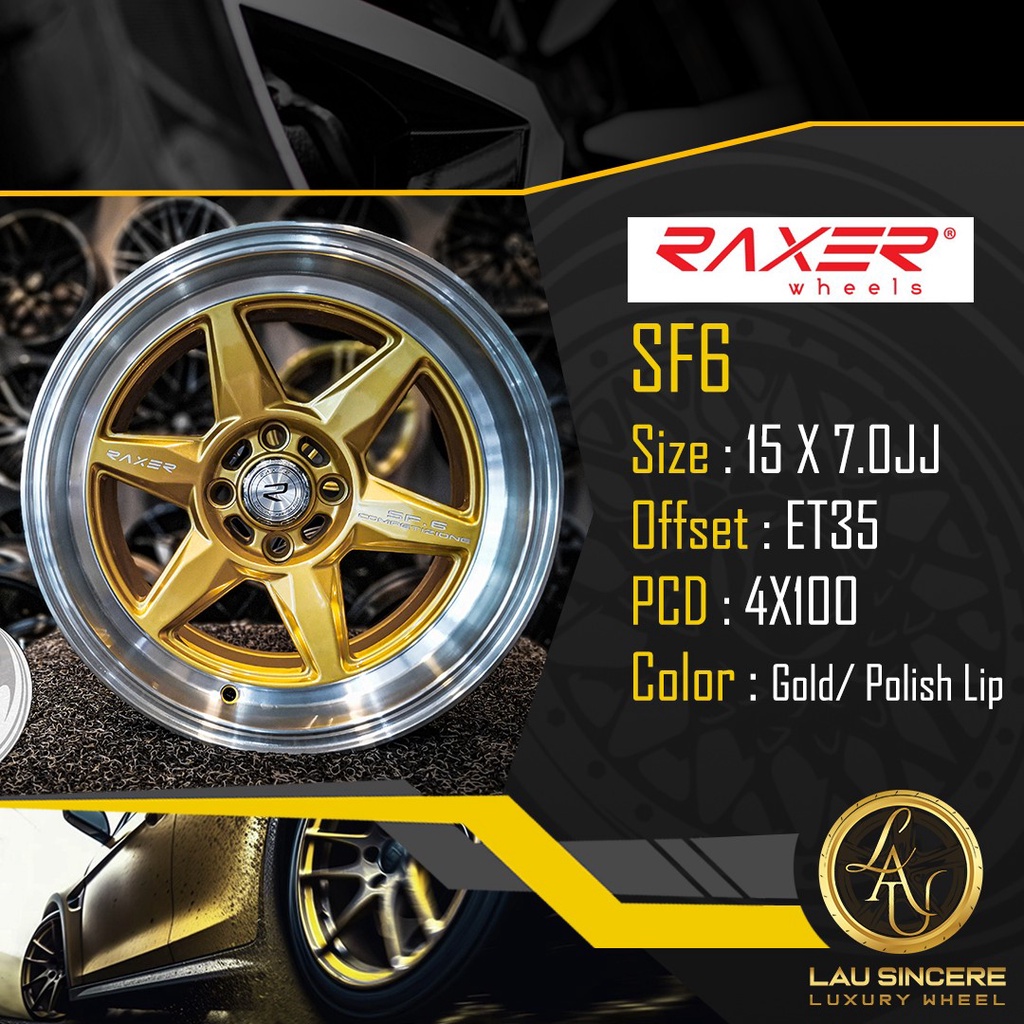 Raxer SF6 15 X 7.0JJ 4X100 Gold/ Polish Lip | Shopee Malaysia