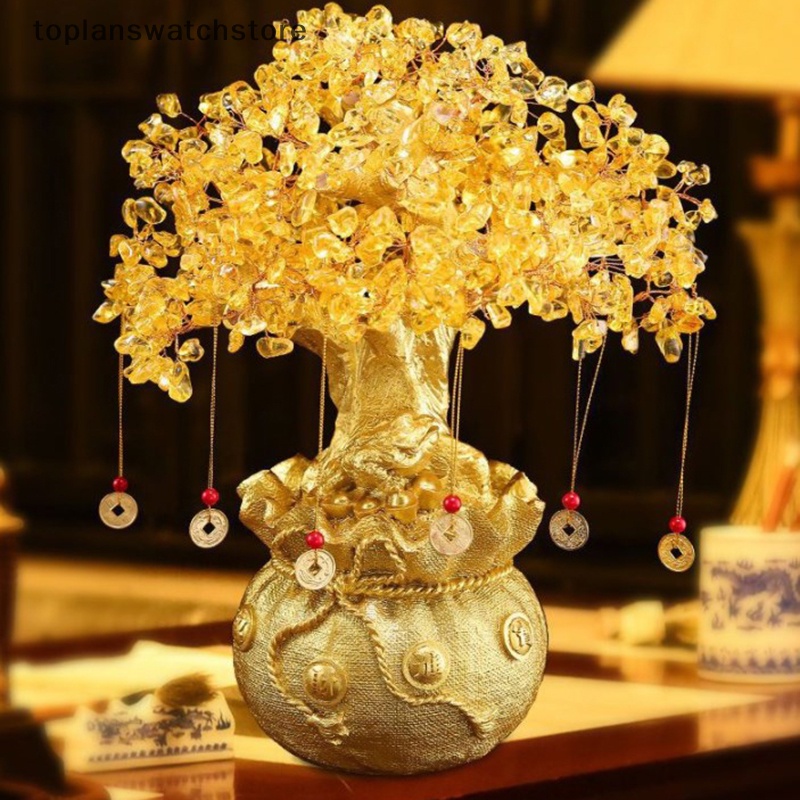 toplan Lucky Tree Wealth Yellow Crystal Tree Natural Money Tree ...