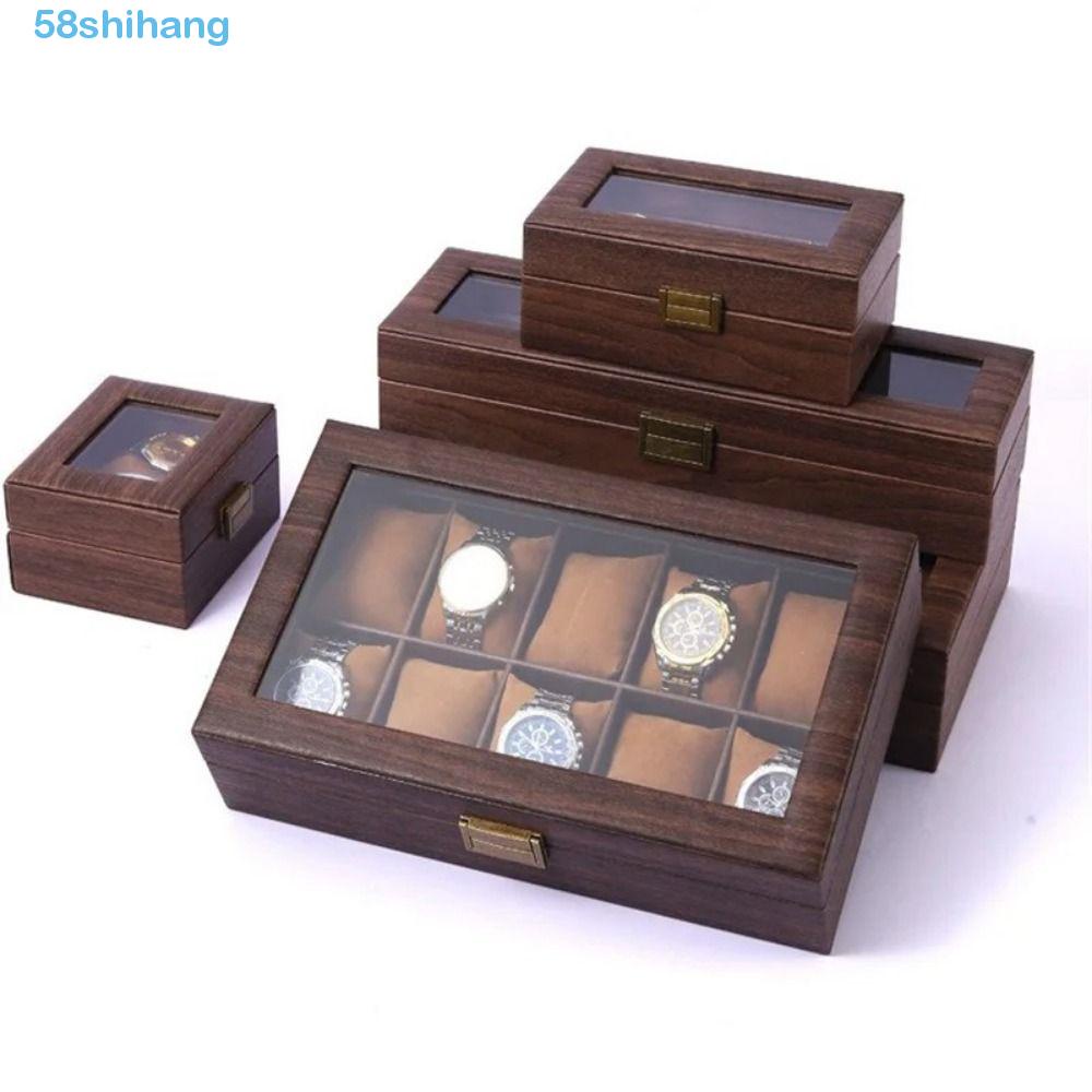 SHIHANG Watch Collection Box, PU Leather Brown Watch Bracelet Display ...