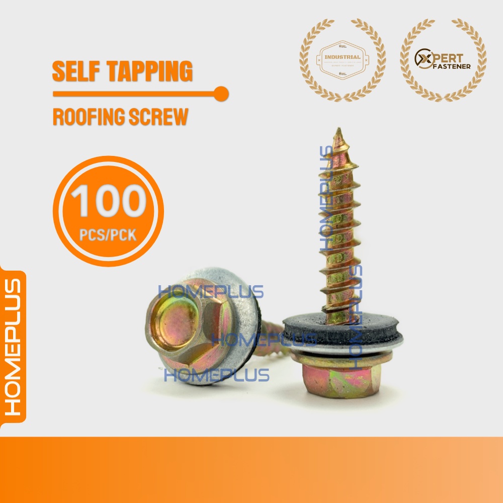 20mm To 65mm 100 Pieces Pack Self Tapping Hexagon Head Screw Metal Wood ...