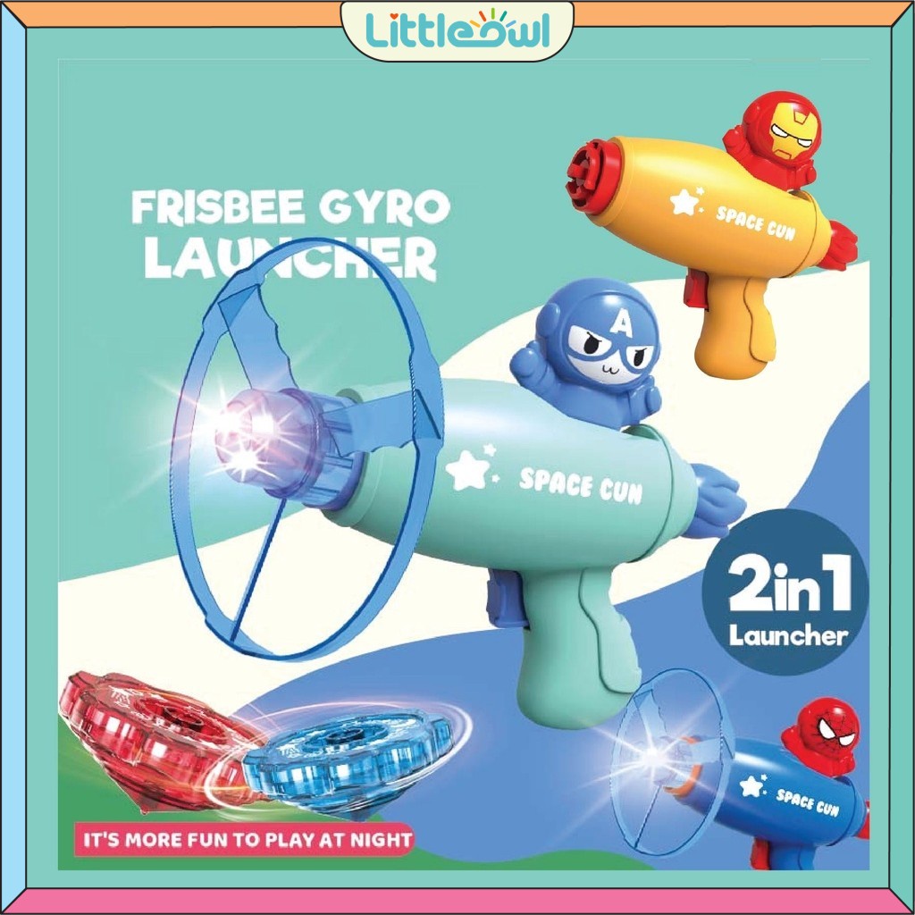 Flying Fan LED Toy Gun Toys Shooting Fidget Spinning Top Light Mainan ...