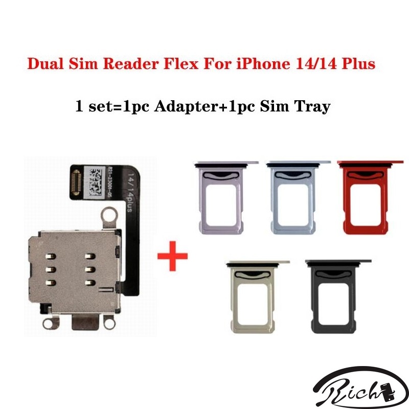 Dual Sim Card Reader Connector Flex Cable + Tray Slot Holder Adapter ...