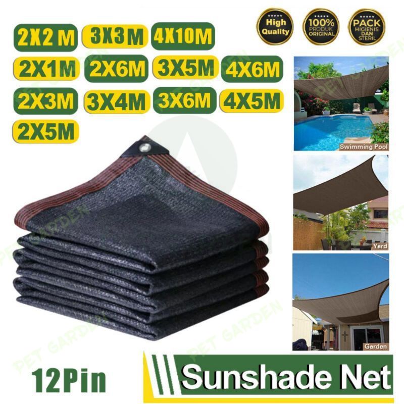 Sun Shade Net Shade Sail 85%-95% Jaring Hitam Garden UV Protection ...