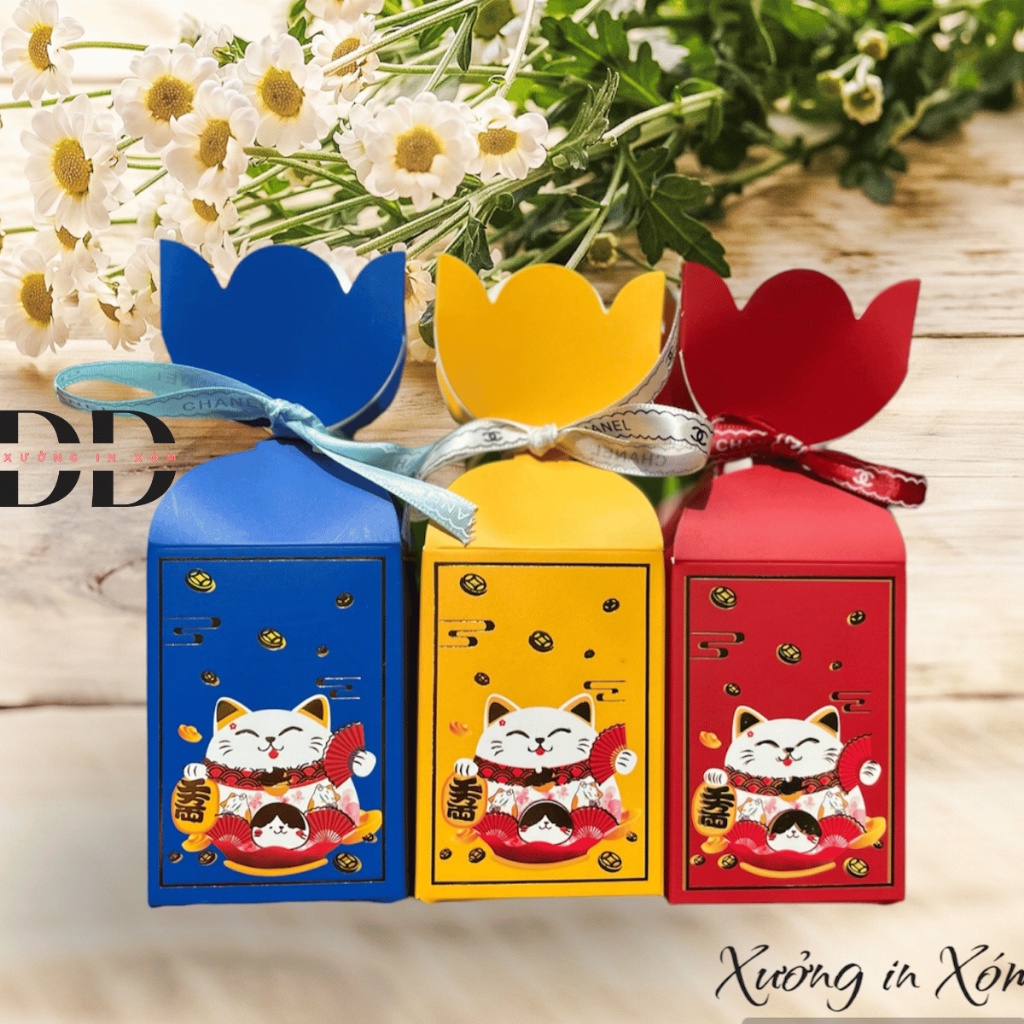 10 Candy Boxes with Bows in Lucky Cat Boxes - Confectionery Storage ...
