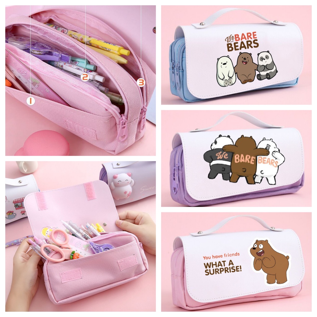 Anime We Bare Bears Pencil Case Cute Student Pen Bag Stationery Gift ...