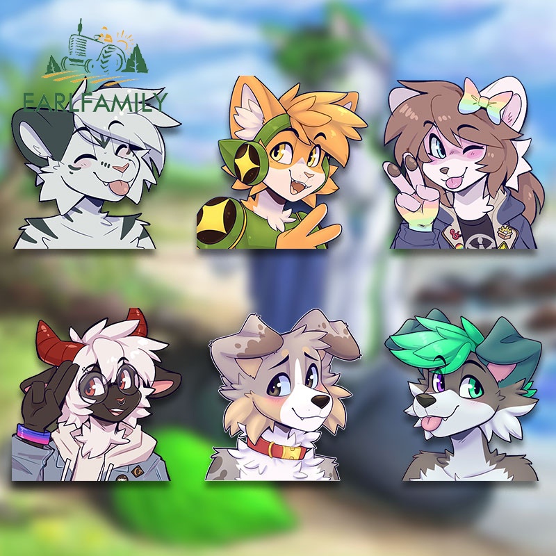 EARLFAMILY 13cm Furry Peek Wolf Fanart Car Sticker Anime Creative ...