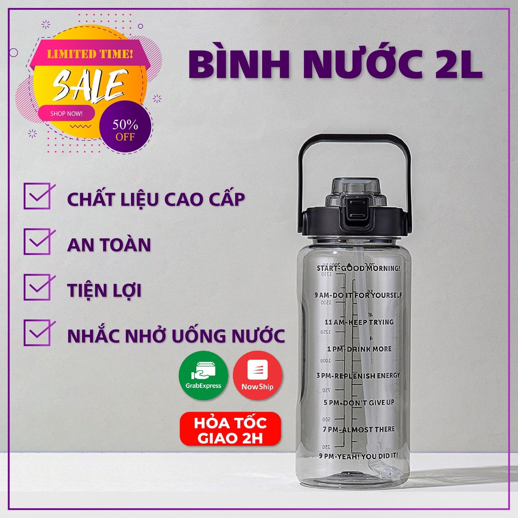 2 liter water bottle for people who are lazy to drink water, timer ...