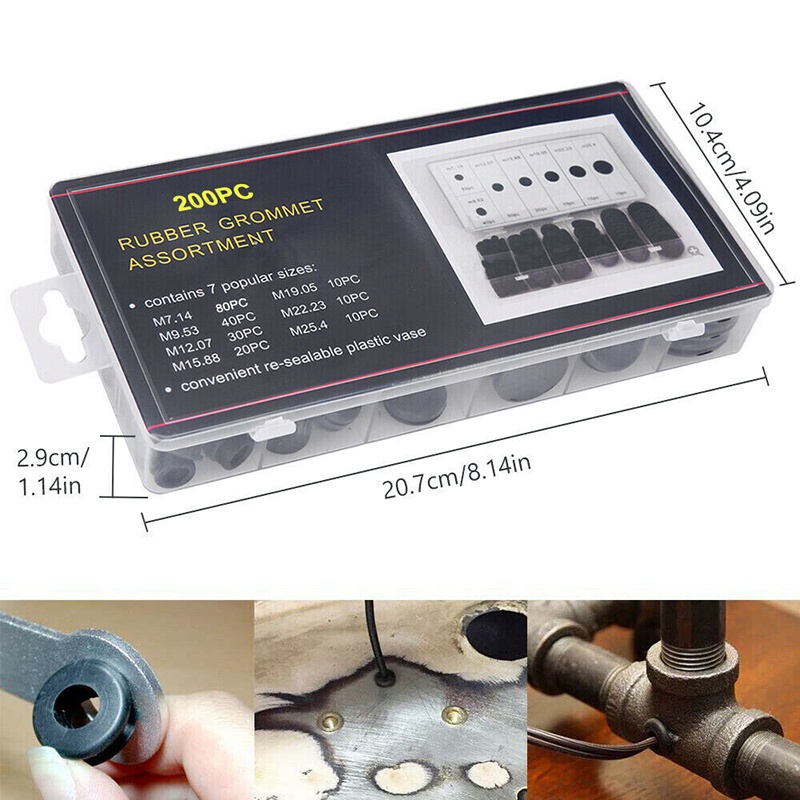 ^Lz^ 200pcs Rubber Grommet Gasket Assortment Set Firewall Hole ...