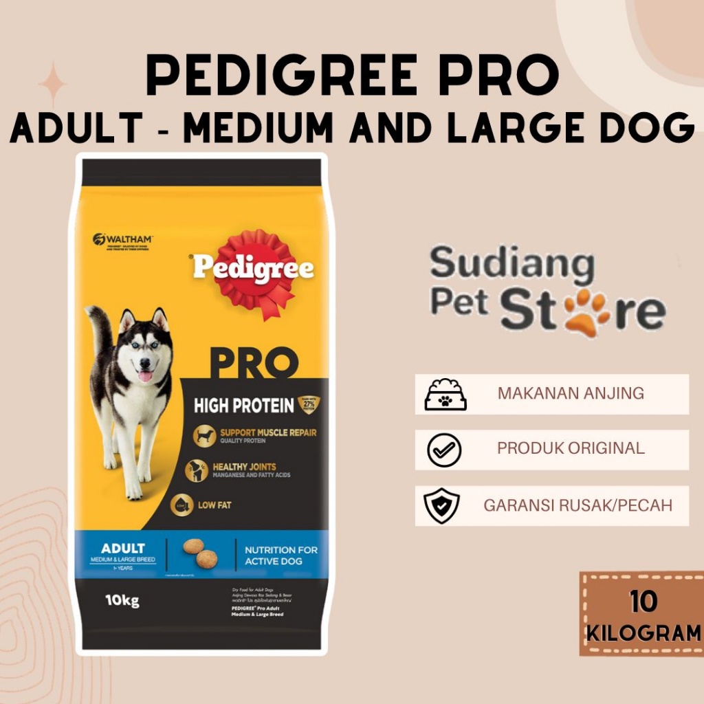 Pedigree Pro Adult Medium and Large Breed Dog Dry Food 10 kg | Shopee ...