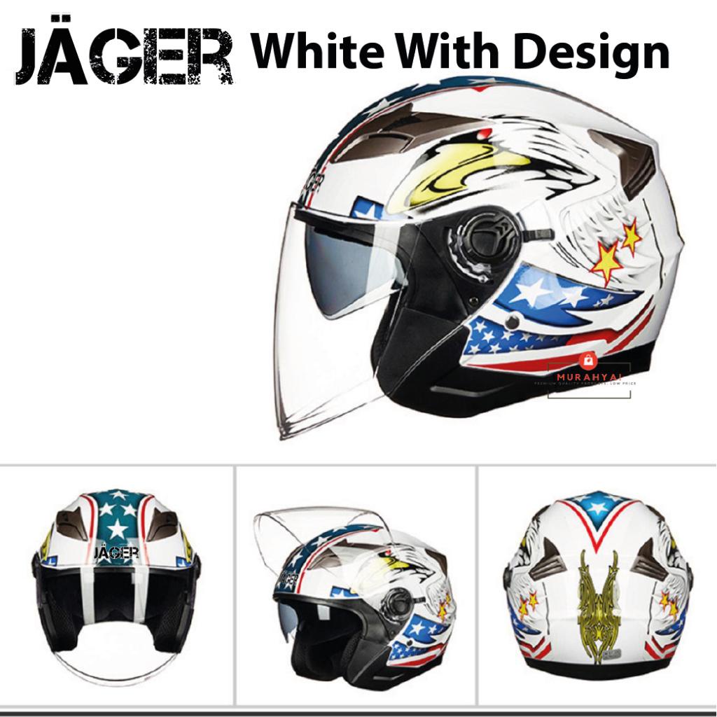 JAGER Helmet motor helmet motorcycle Topi keledar double visor open ...
