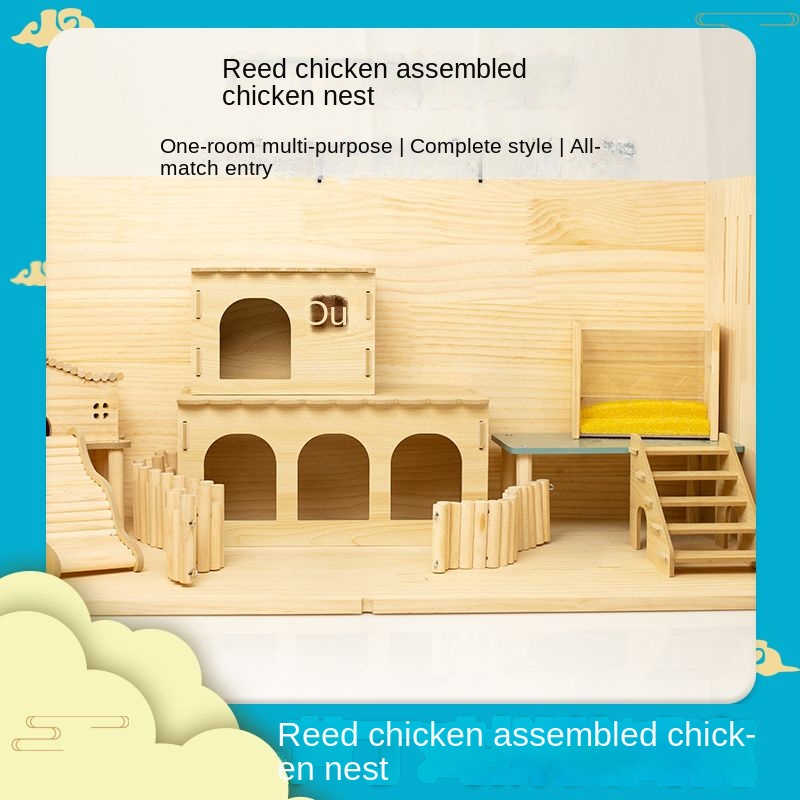 Ready Stock Luding Chicken Wooden House Two-Tier Platform Feeder Hiding ...
