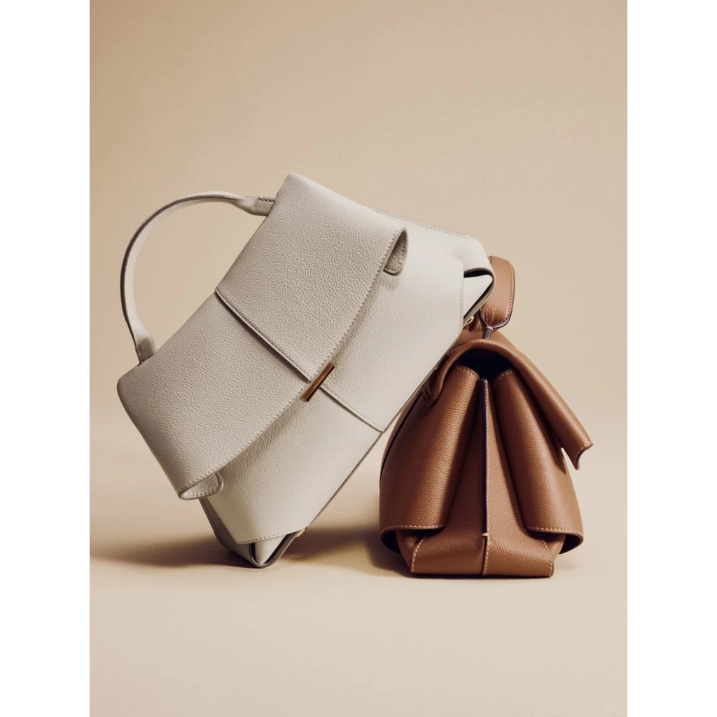 NALANDA | French Polene Genuine Leather Smile Bag Mokiki Pleated Design ...
