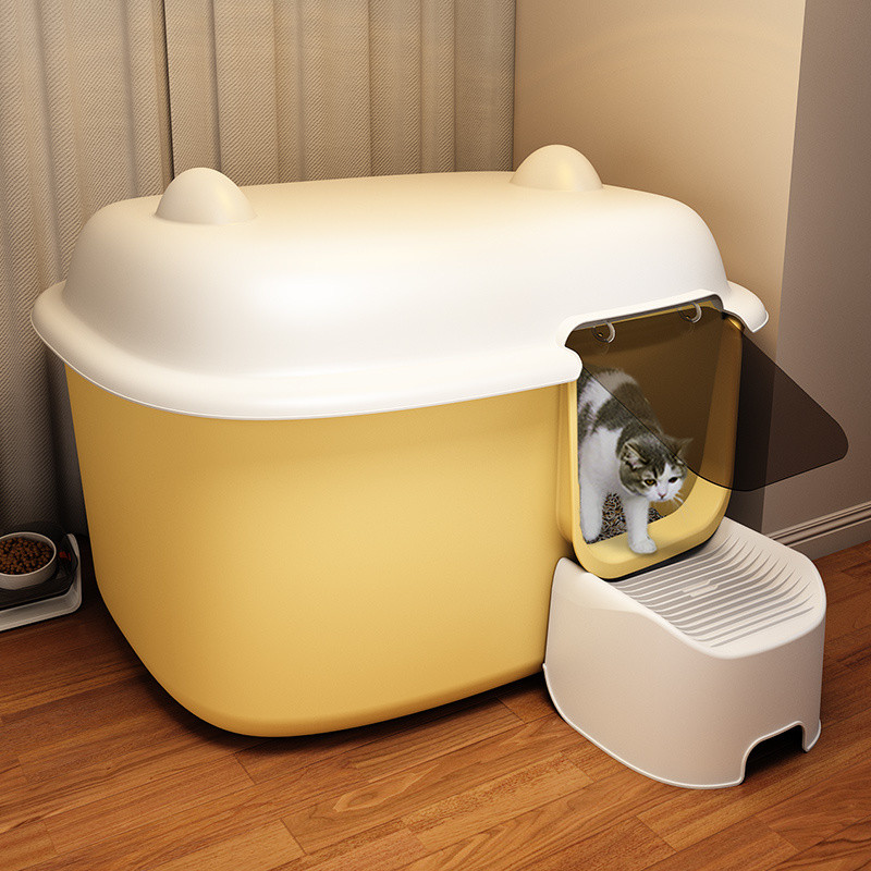 Oversized Fully Enclosed Cat Toilet Splash-Proof Cat Extra Large Cat ...