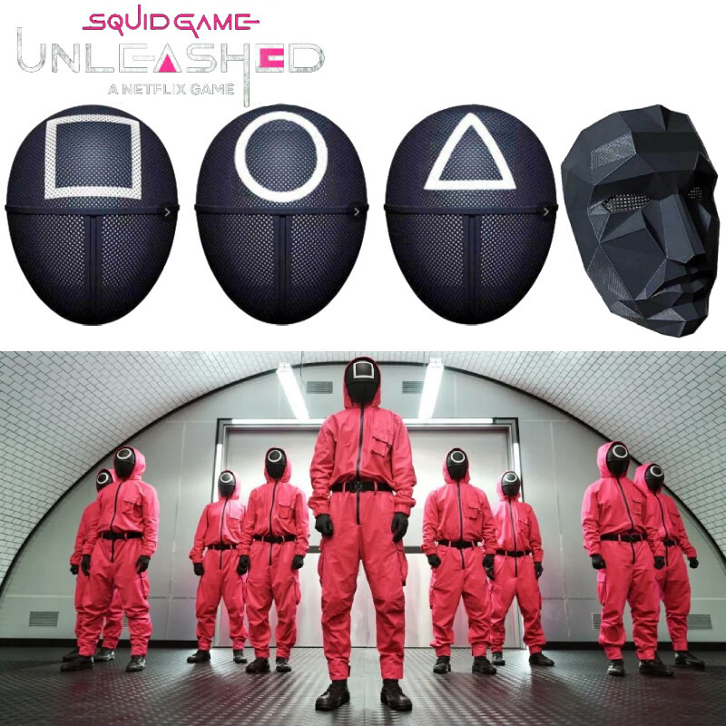 Squid Game Mask Men and Women Halloween Pretends Party Cosplay Costume ...