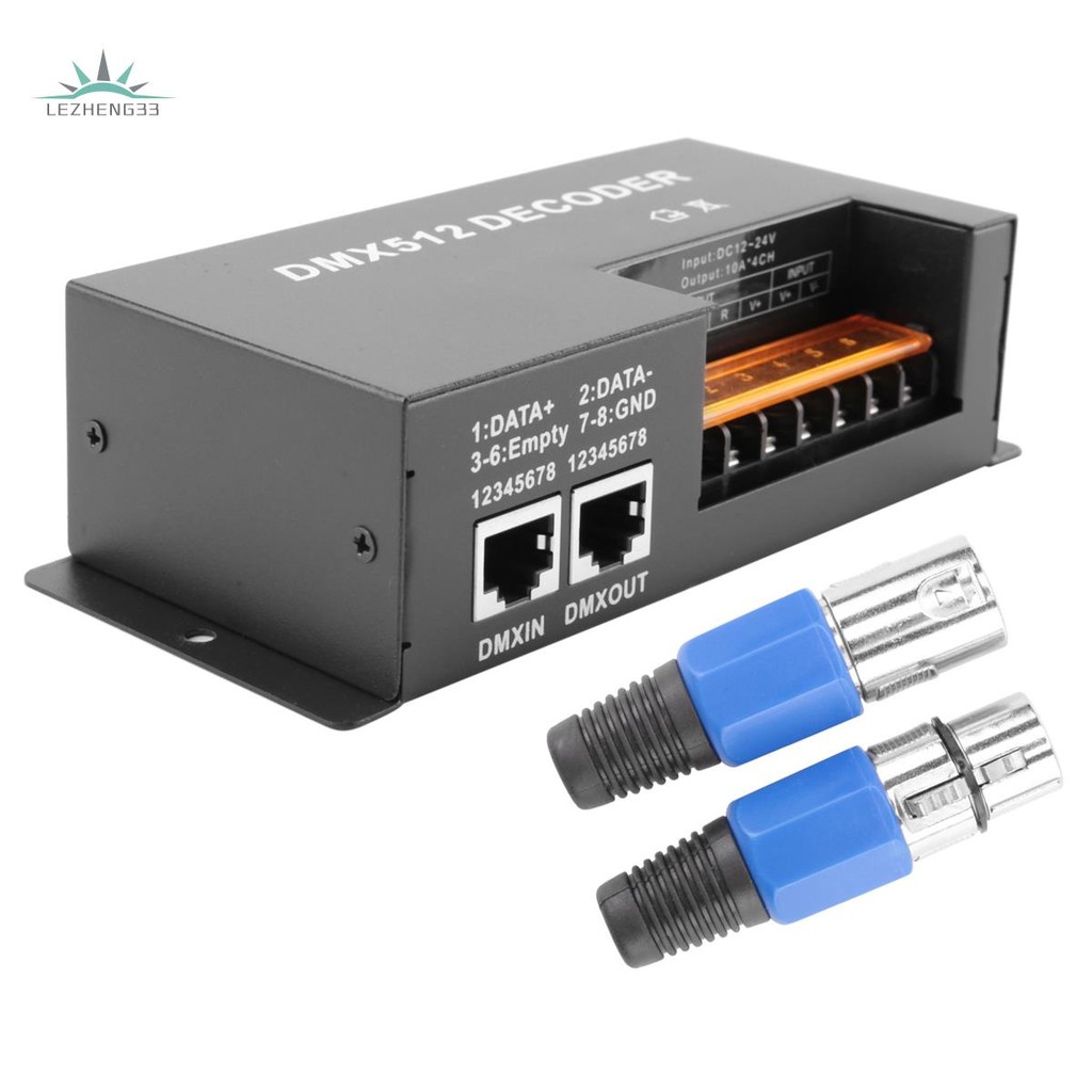 4 Channel Decoder RGBW PWM DMX512 Dimmer Driver RGBW LED Strip Light Controller Input 12V-24V DC ...