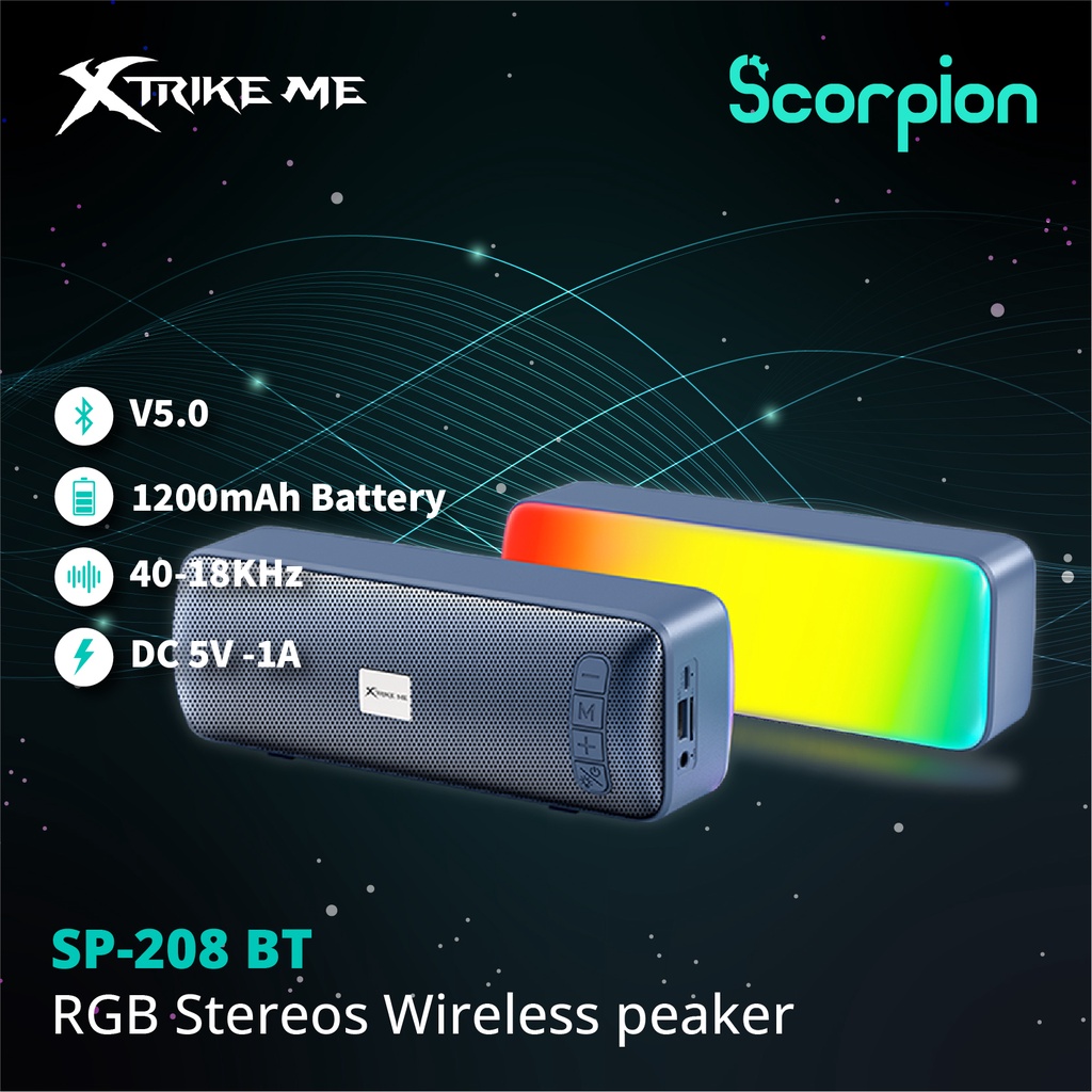 Xtrike-Me SP-208 BT RGB Stereo Wireless Speaker | Shopee Malaysia