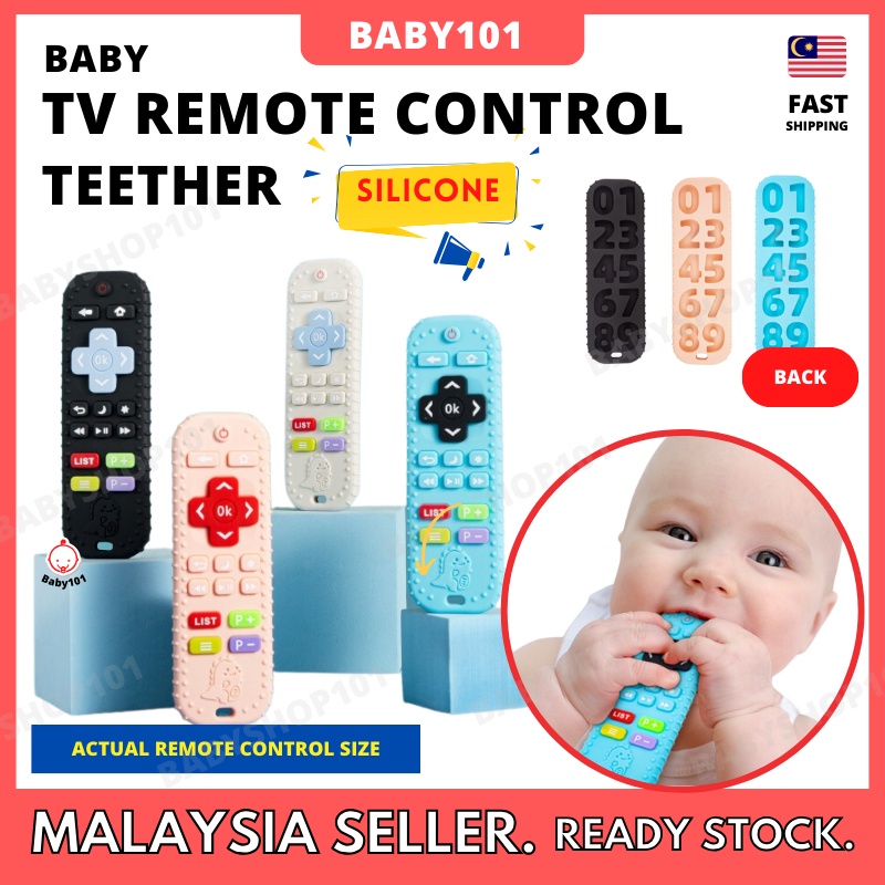 Baby TV Remote Control Food Grade Silicone Teether Toys Early Education ...