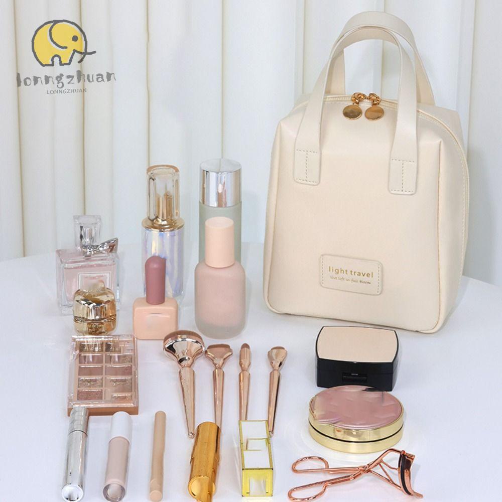 LONNGUVO Storage Bags, Waterproof Large Capacity Cosmetic Bag, Multi-function PU Leather Makeup ...