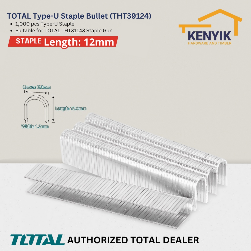 TOTAL Type-U Staple Bullet (THT39124) | Shopee Malaysia