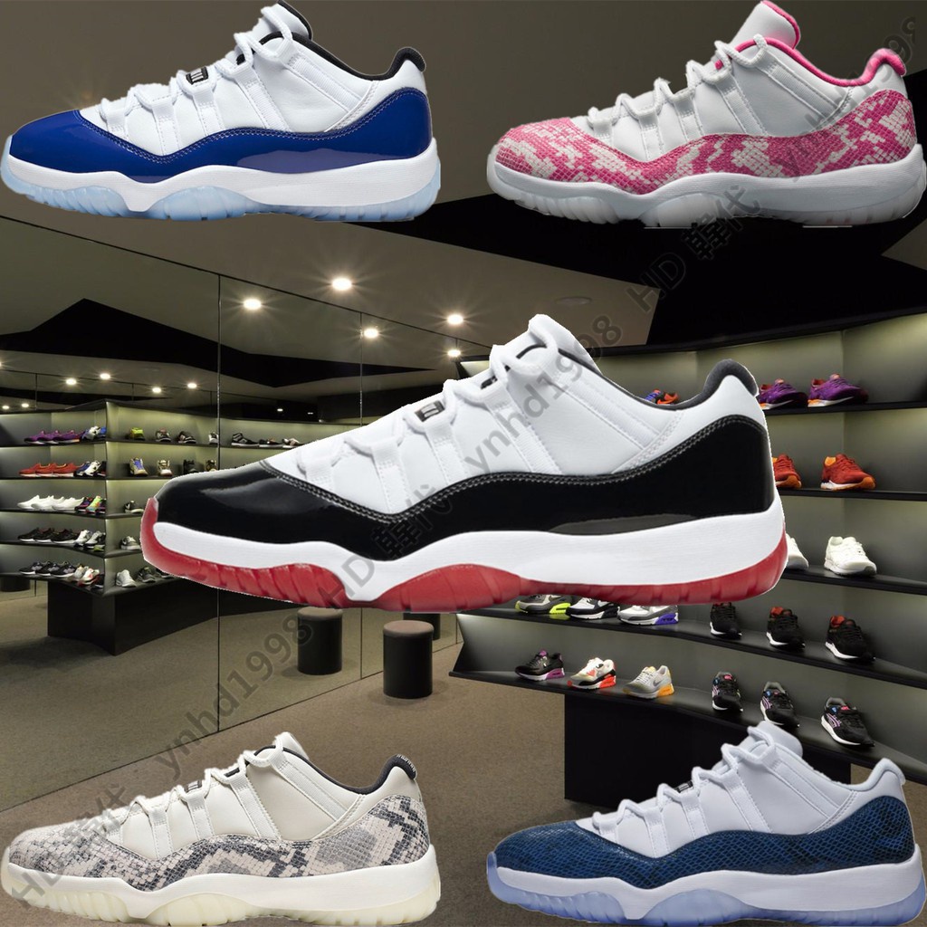NK Air Jordan 11 Men's Shoes Women's Basketball Trapezer 11th Generation Low-Cut AJ 11 Black Red ...