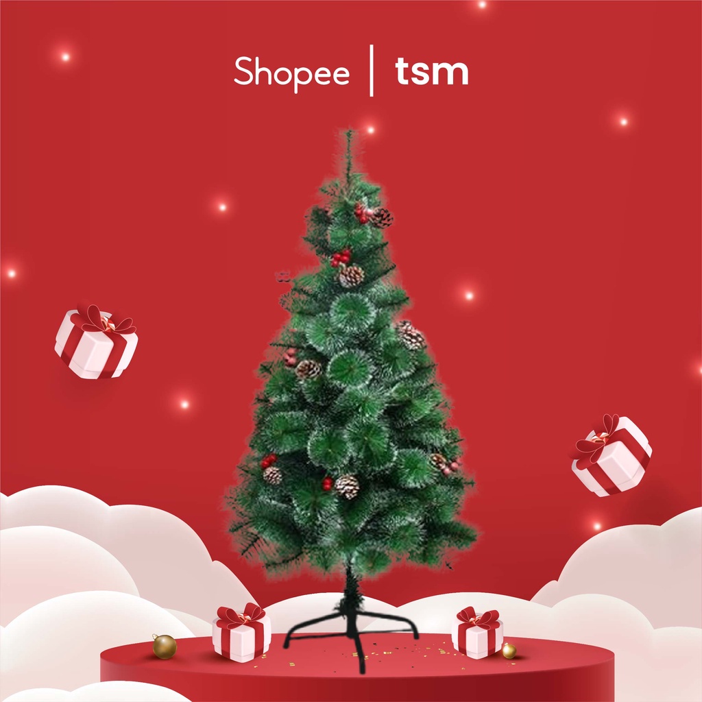 Christmas Tree TSM 5ft Premium Tree | Green Pine Snow Tip Acorns ...