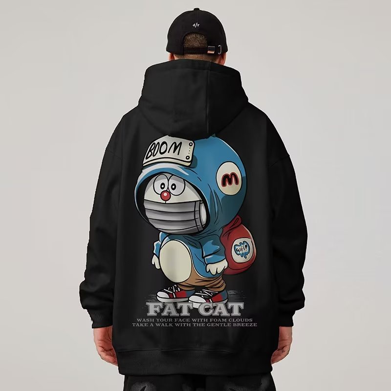 【M-8XL】Men's Shirt Cartoon Machine Cat Doraemon A Dream Printed Hoodie ...