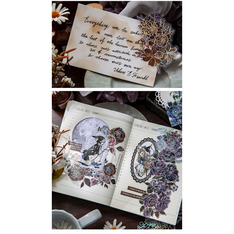ENWEI 20 Pcs [Flower and Dream Song Series] Vintage Journal Stickers ...