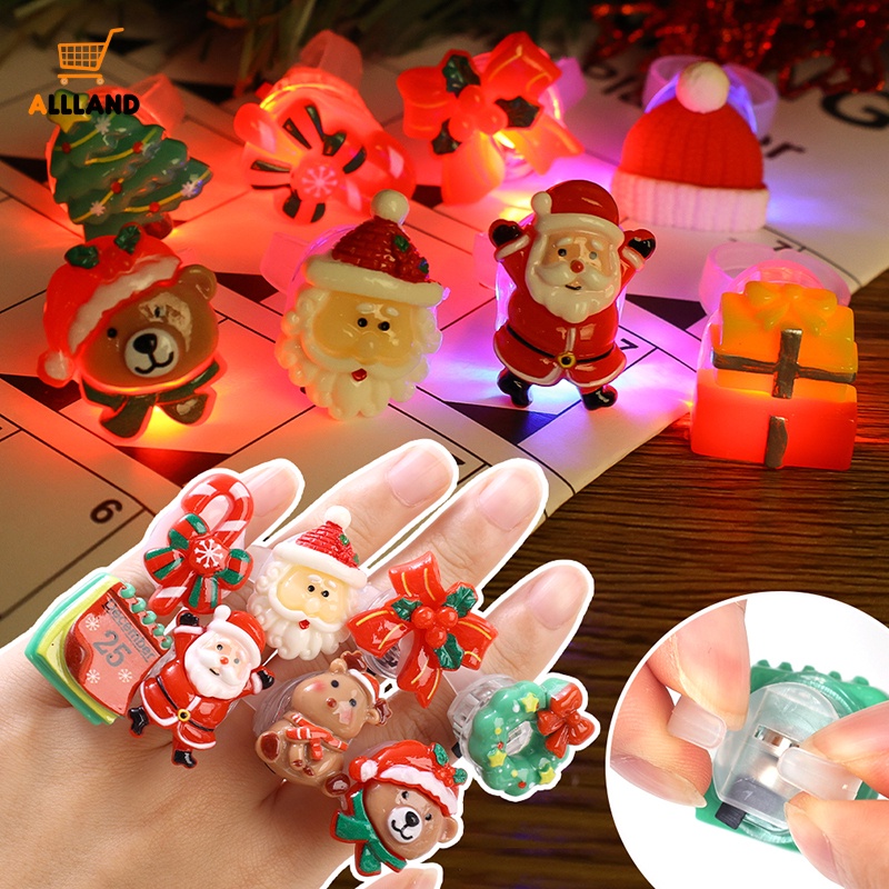 Cartoon Christmas Series LED Glowing Ring Toy Button Cell Powered Mini ...