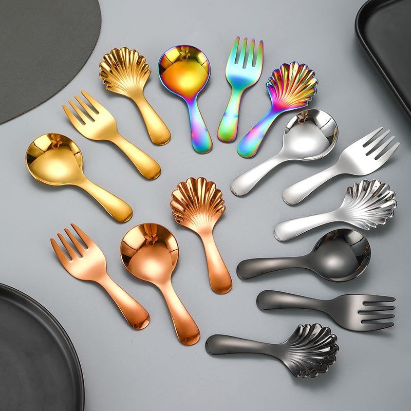 304 Stainless Steel Small Spoon Short Handle Round Head Spoon Ice Cream ...