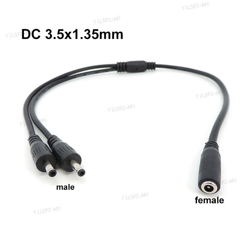 3.5mm x 1.35mm DC Power Y Splitter Cable Male to 2 Female way Extension ...