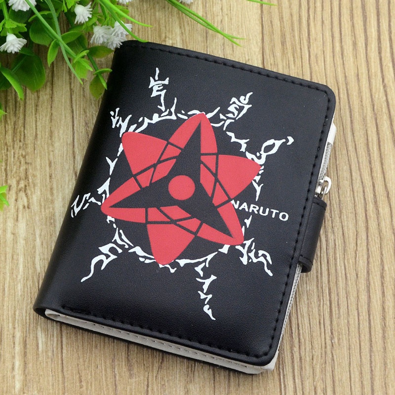 Anime Naruto Uchiha Itachi Sharingan Short Black PU Button Wallet ...
